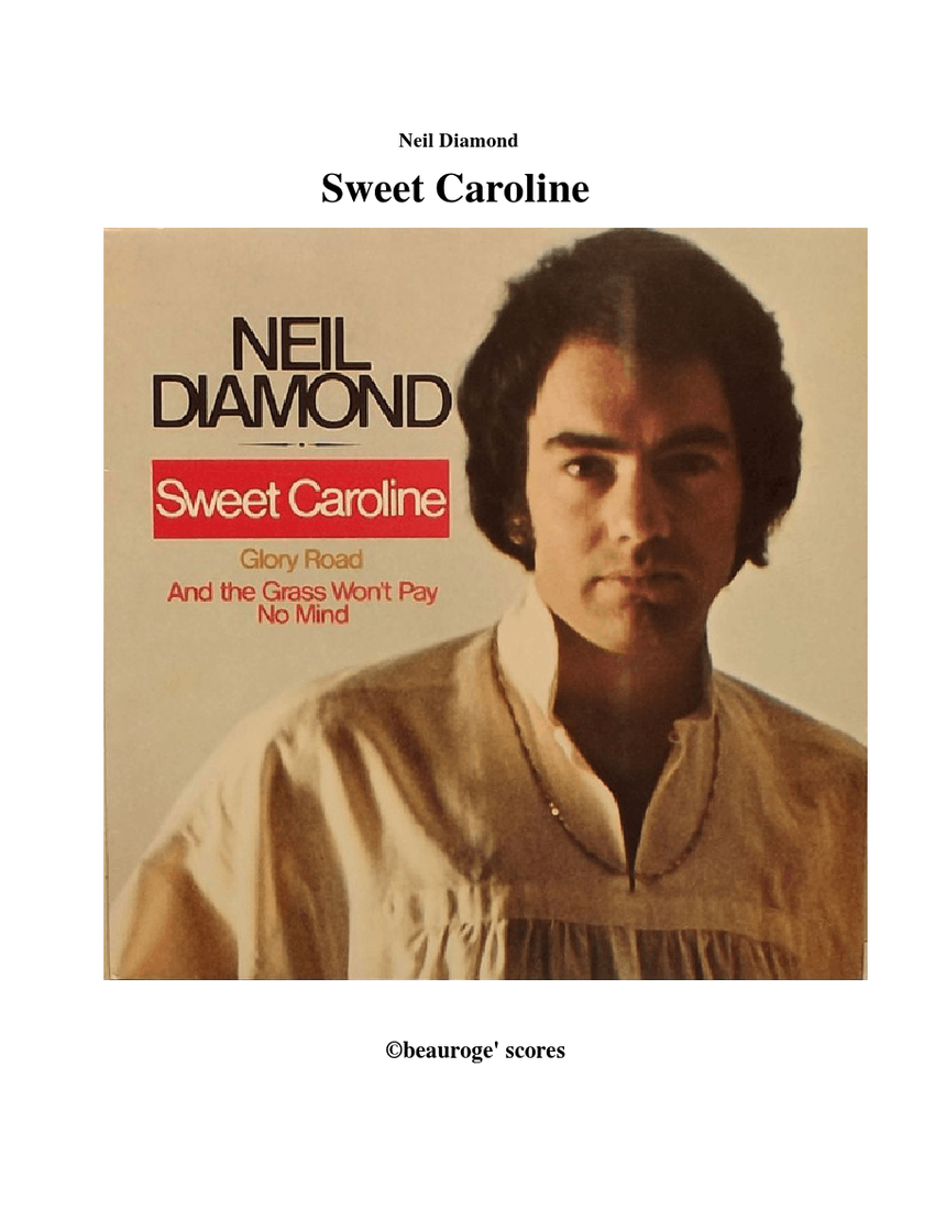 Sweet Caroline Sheet Music with Chords for Trombone, Organ, Vocals ...