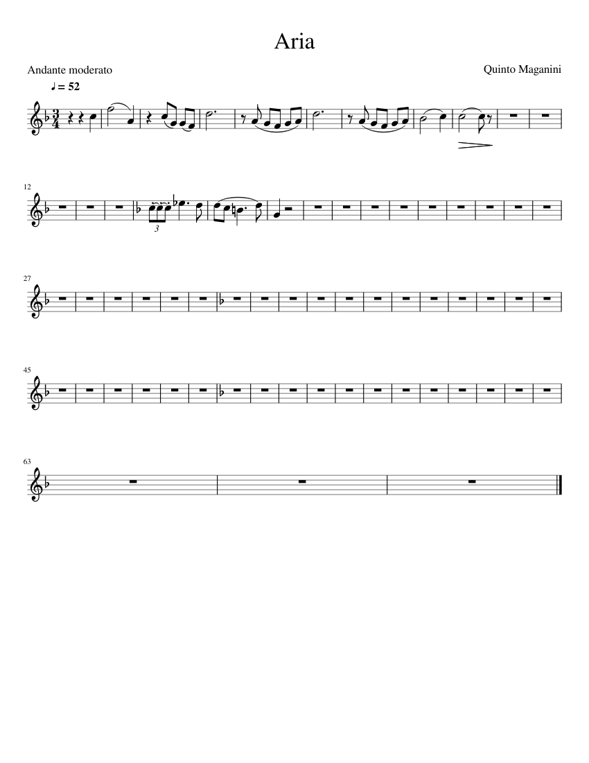 Aria Sheet music for Trumpet in b-flat (Solo) | Musescore.com