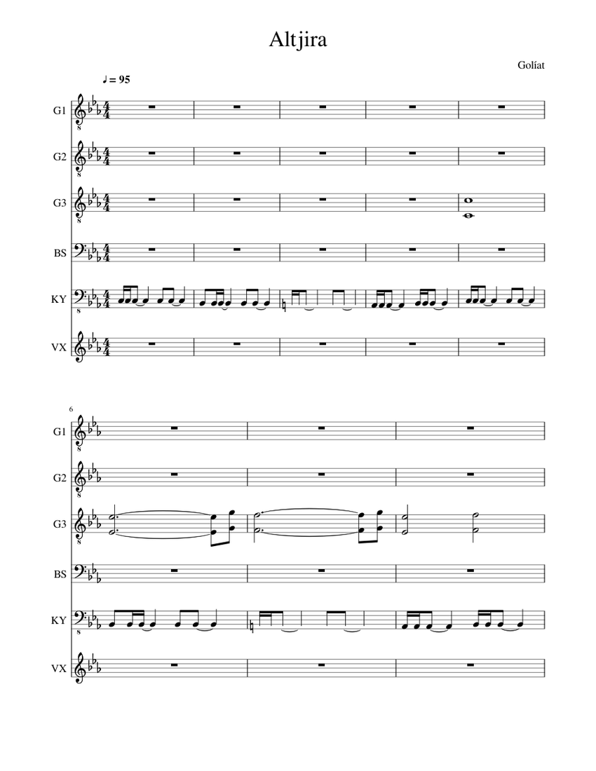 Altjira Sheet Music with Chords for Piano, Vocals, Guitar, Bass guitar ...
