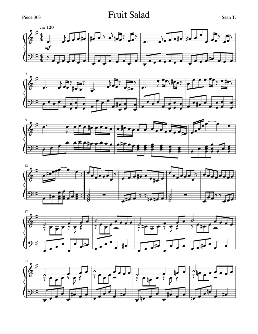 Fruit Salad Sheet music for Piano (Solo) | Musescore.com