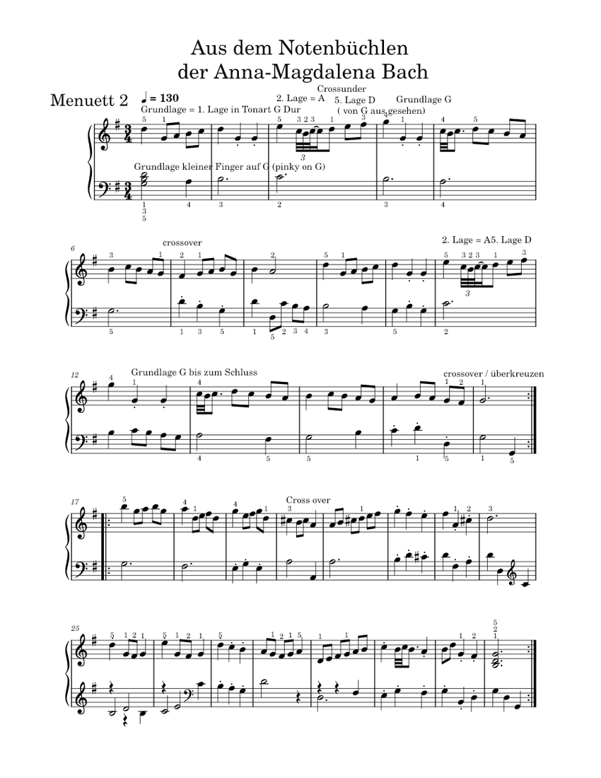 Menuett 2 aus dem Notenbüchlein – Anna Magdalena Bach Menuett 2 aus dem Notenbüchlein – Anna ...