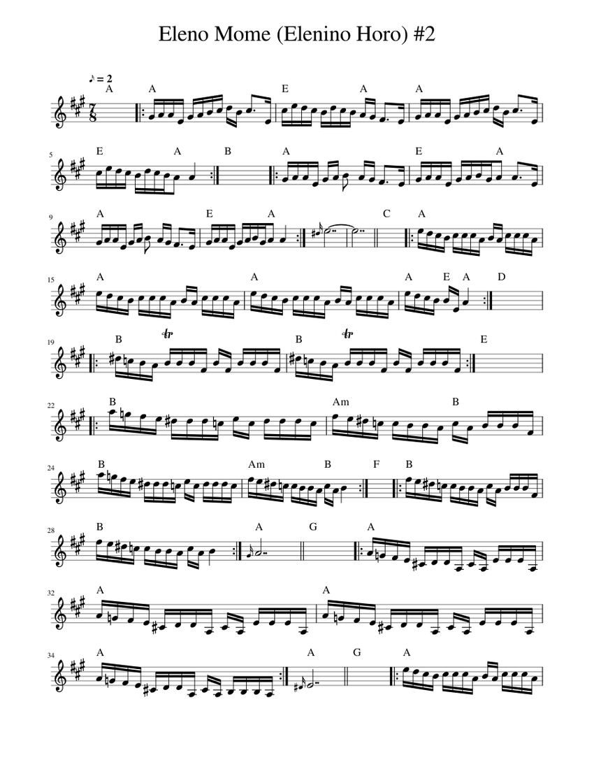 Eleno Mome (Elenino Horo) #2 Sheet music for Piano (Solo) Easy ...