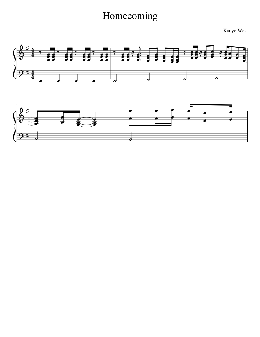 Homecoming Sheet Music for Piano (Solo) Easy | MuseScore.com