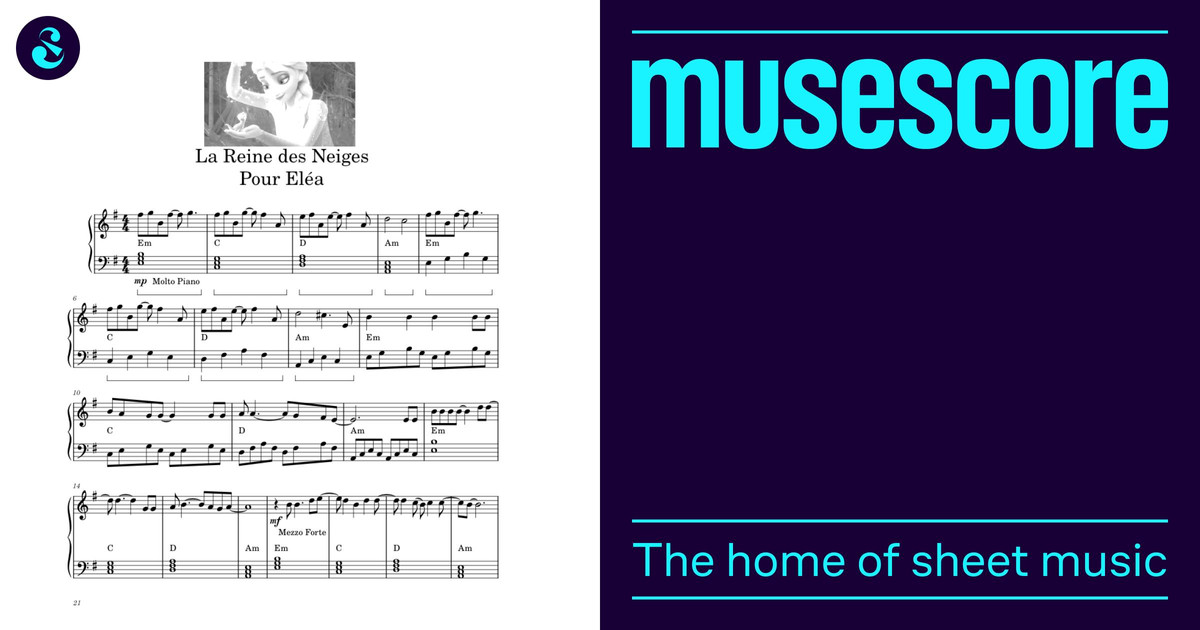 Reine des Neiges - Pour Eléa Sheet music for Piano (Solo) Easy ...