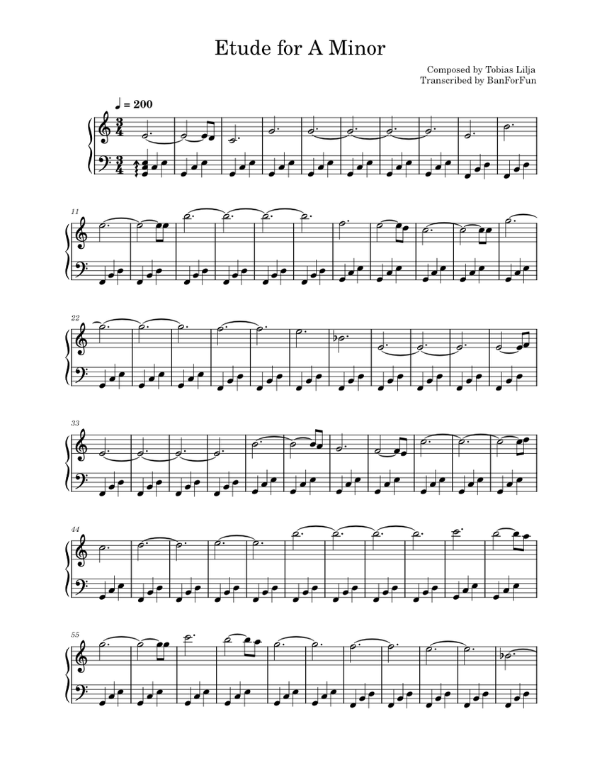 Étude for A Minor – Tobias Lilja Sheet music for Piano (Solo ...