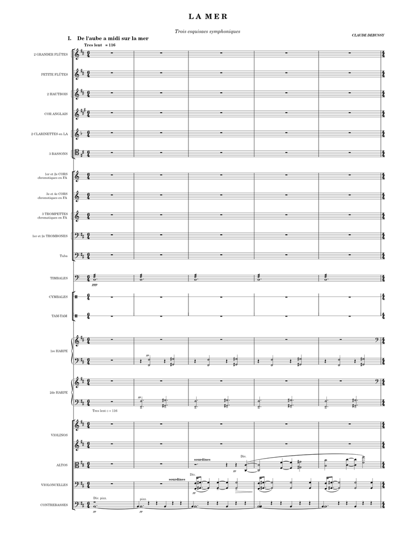 La Mer - Debussy Sheet Music for Trombone, Tuba, Flute piccolo, Flute ...
