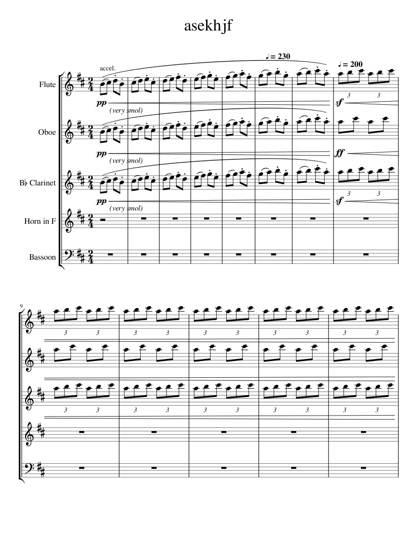 Woodwind Quintet #1 Sheet music for Flute, Oboe, Clarinet in b-flat ...