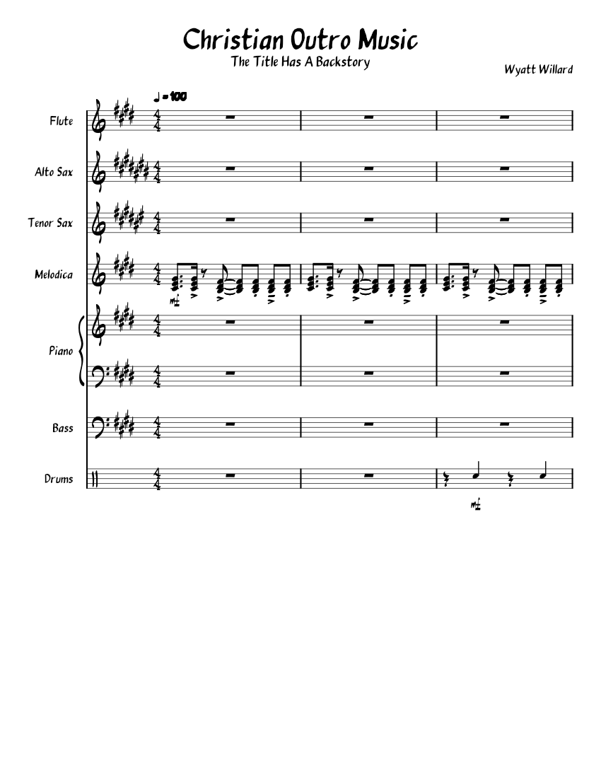 Christian Outro Music Sheet Music for Piano, Flute, Saxophone alto ...