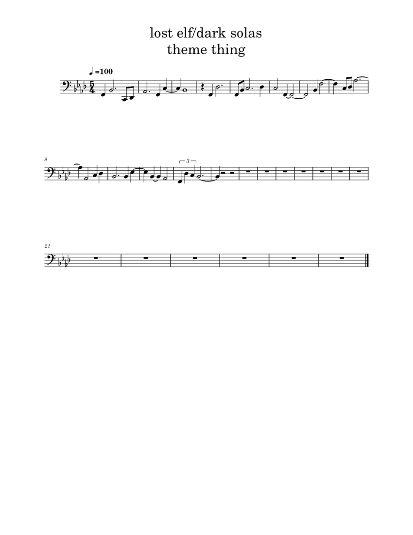 lost elf/dark solas theme thing Sheet Music for Cello (Solo ...