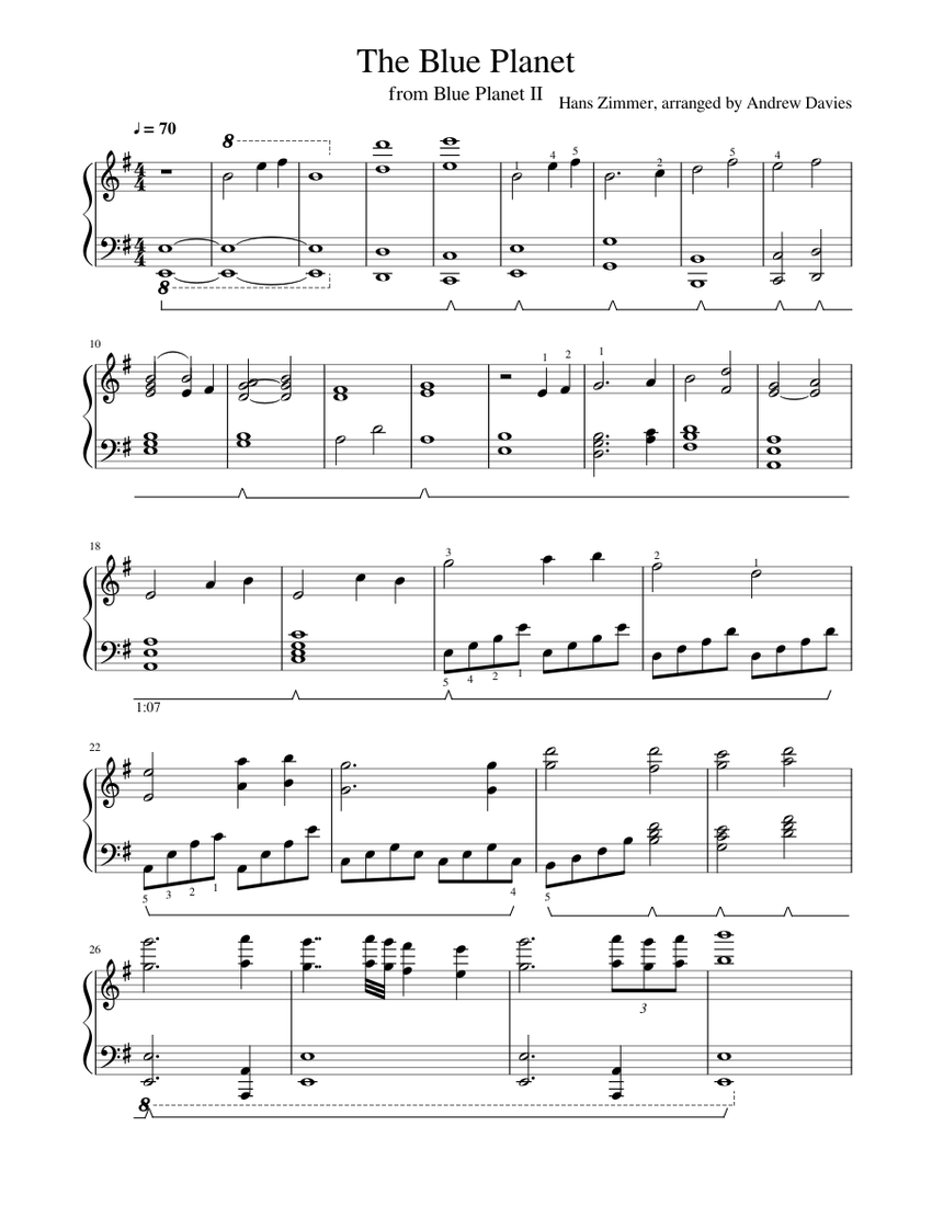 The Blue Planet Sheet Music for Piano (Solo) | MuseScore.com