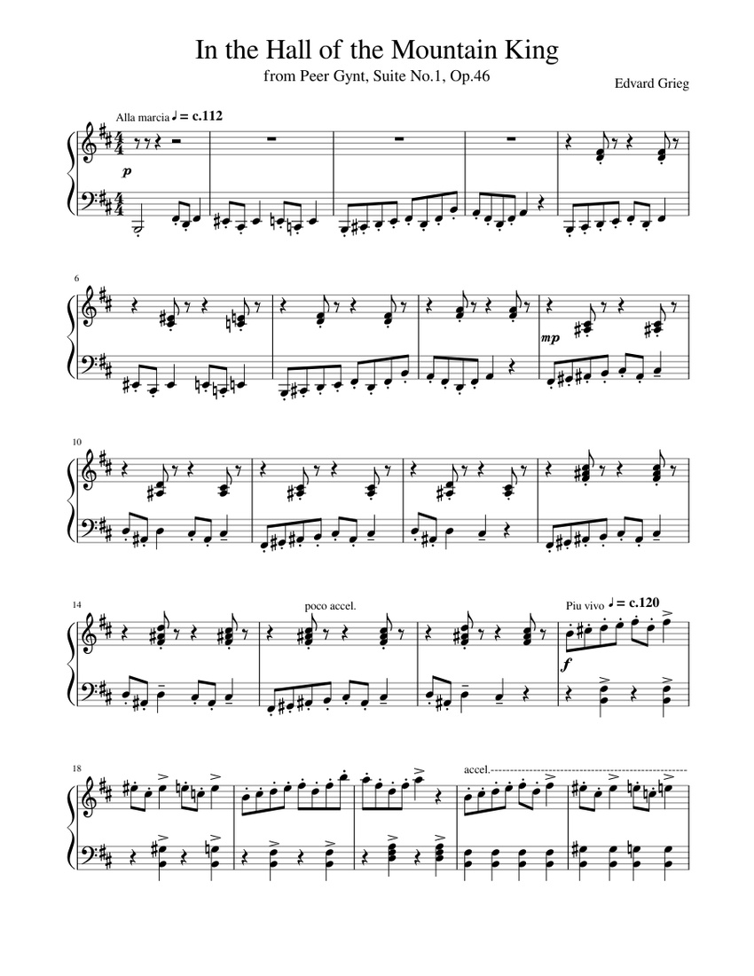 In the Hall of the Mountain King Sheet music for Piano (Solo ...