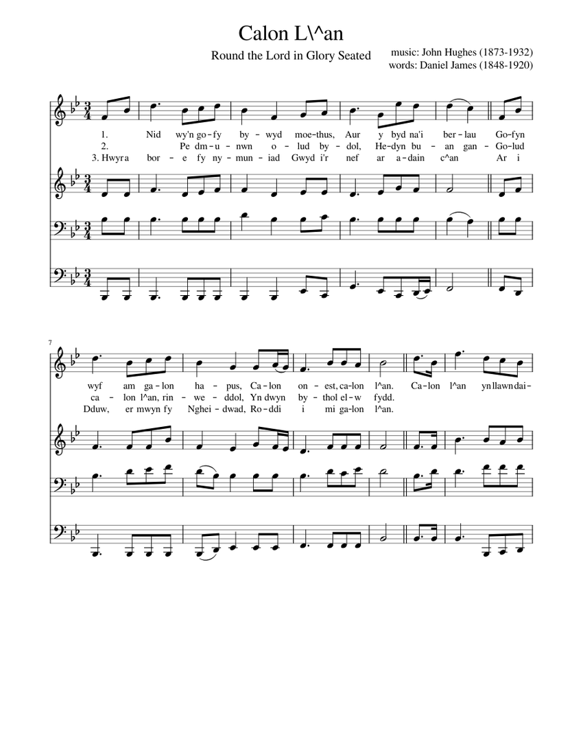 Calon L\^an Sheet music for Piano (Mixed Quartet) | Musescore.com