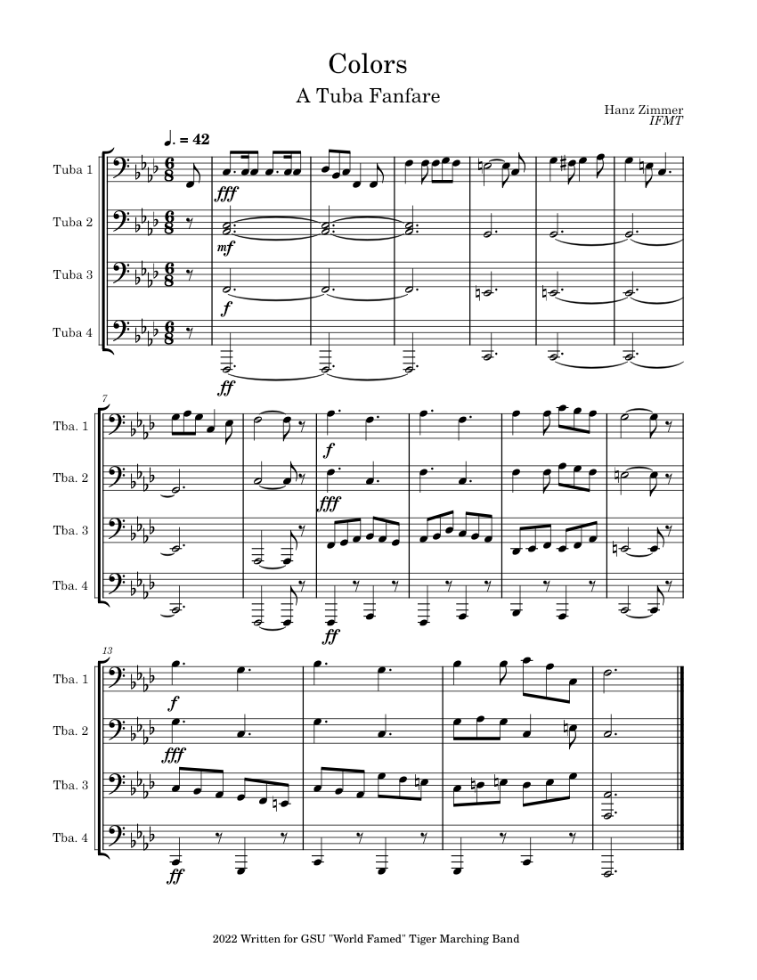 Hoist the colours – Hans Zimmer Colors - A Tuba Fanfare based on Hans ...
