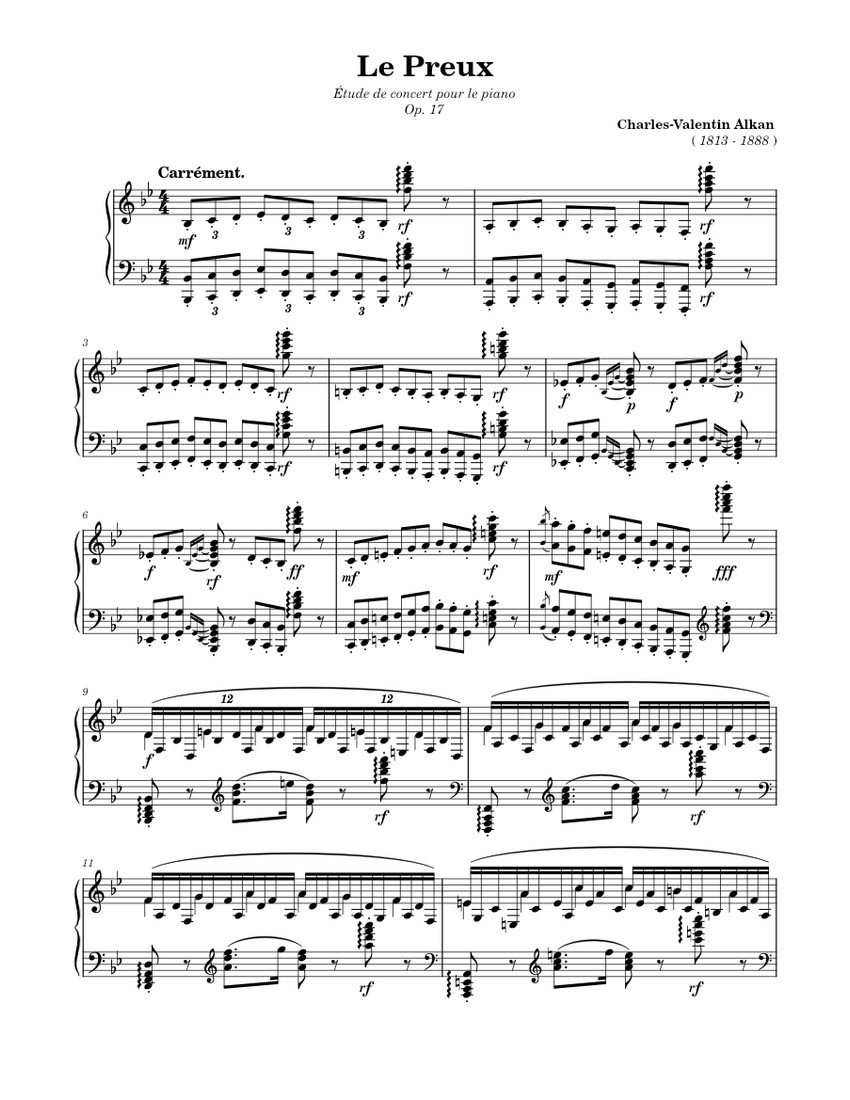 Le Preux, Op. 17 - C.V. Alkan Sheet Music for Piano (Solo) | MuseScore.com