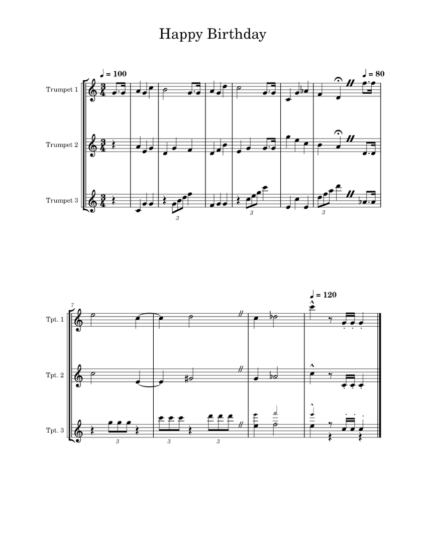 Happy Birthday Sheet music for Trumpet other (Brass Trio) | Musescore.com