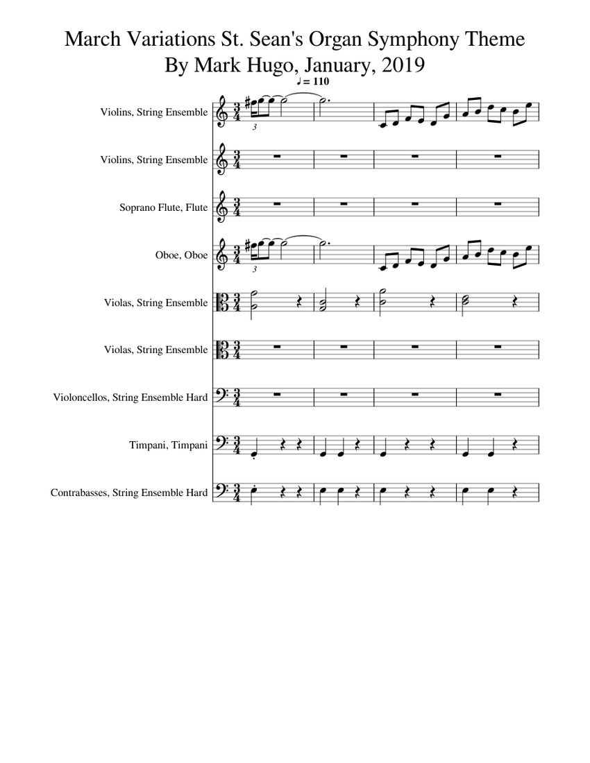 March Variations St. Sean's Organ Symphony Theme By Mark Hugo, January ...