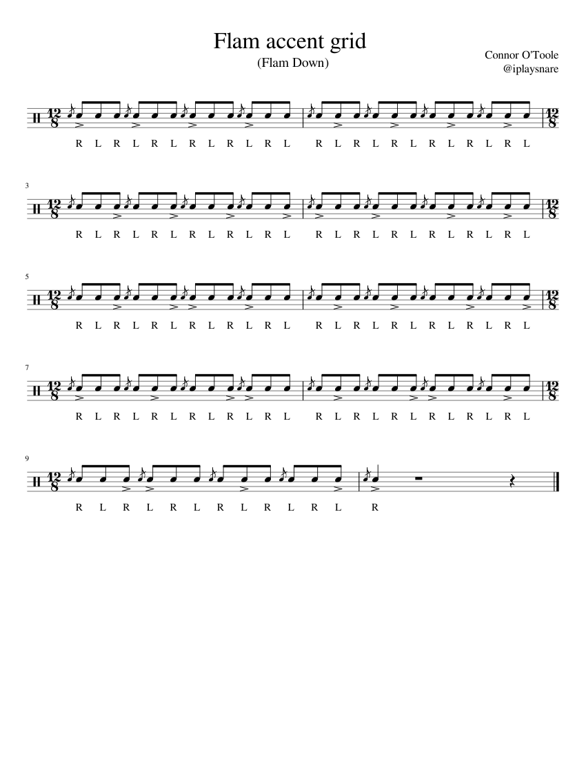 Flam accent grid Sheet music for Snare drum (Solo) | Musescore.com