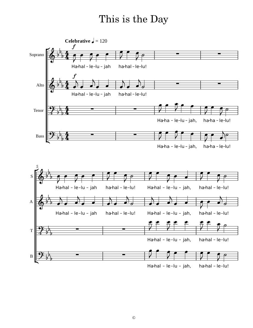 This is the day Sheet music for Soprano, Alto, Tenor, Bass voice (SATB ...