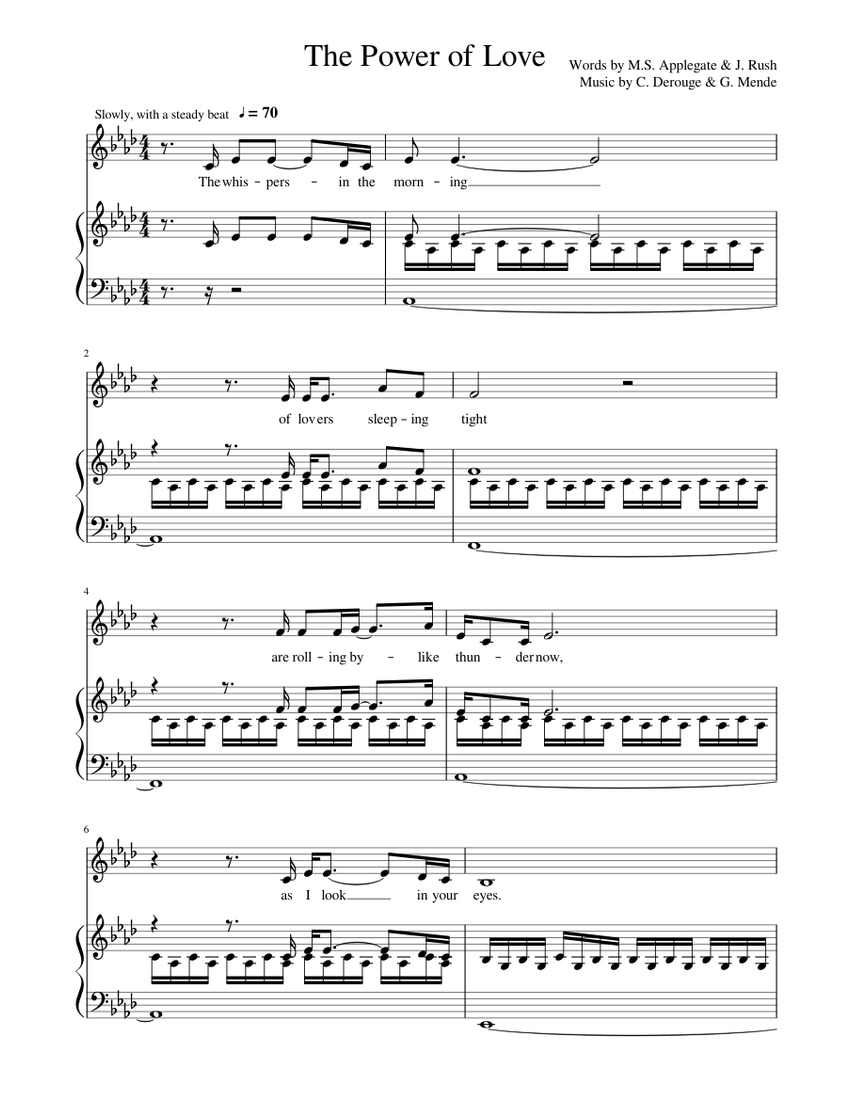 The Power of Love Sheet Music for Piano, Violin (Solo) | MuseScore.com