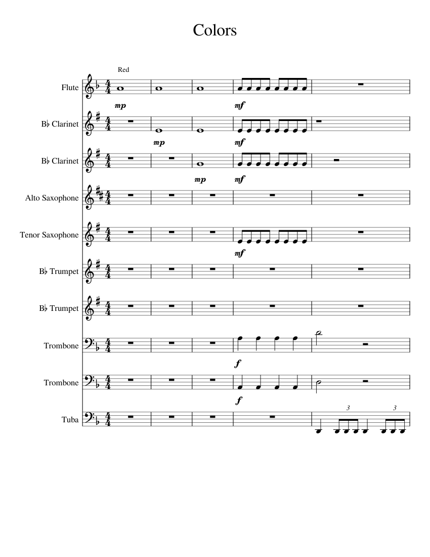 Colors (WORK IN PROGRESS) Sheet Music for Trombone, Tuba, Flute ...