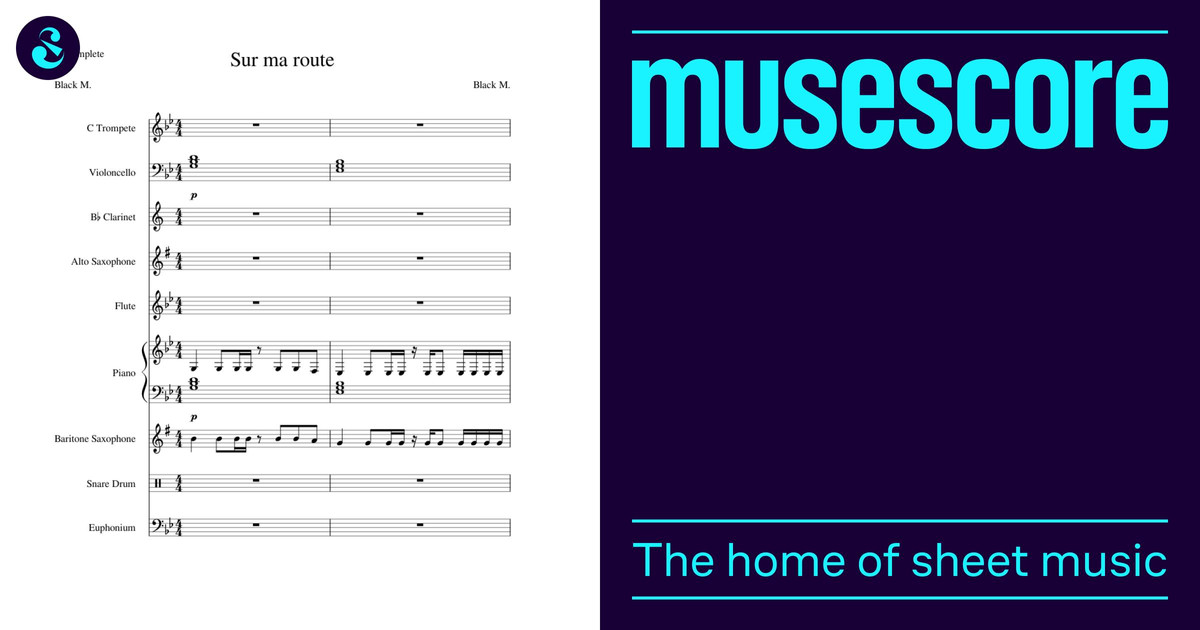 Sur ma route Sheet Music for Piano, Euphonium, Flute, Clarinet in b ...