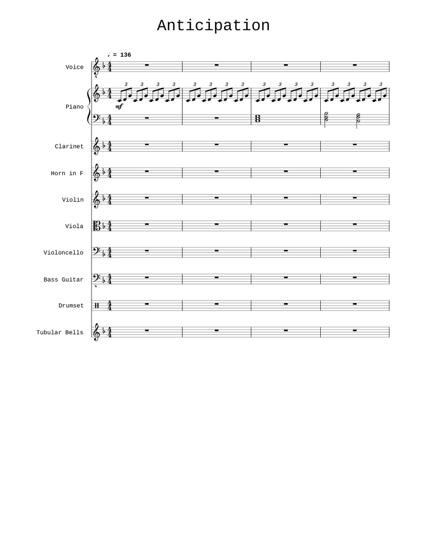 Anticipation Sheet music for Piano, Vocals, French horn, Violin & more ...