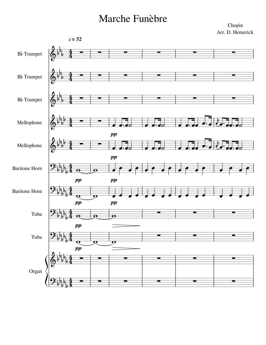 Marche Funebre Sheet music for Organ, Tuba, Mellophone, Trumpet in b ...