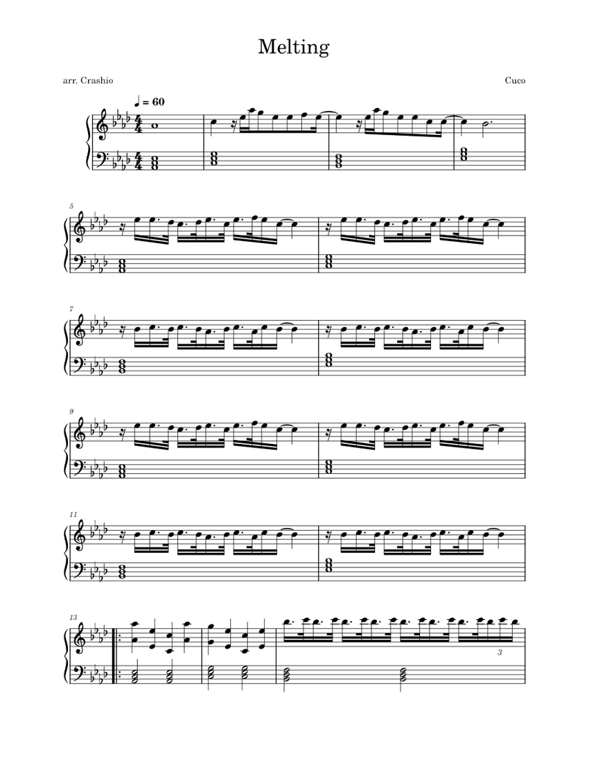 Melting – Cuco Sheet Music for Piano (Solo) Easy | MuseScore.com