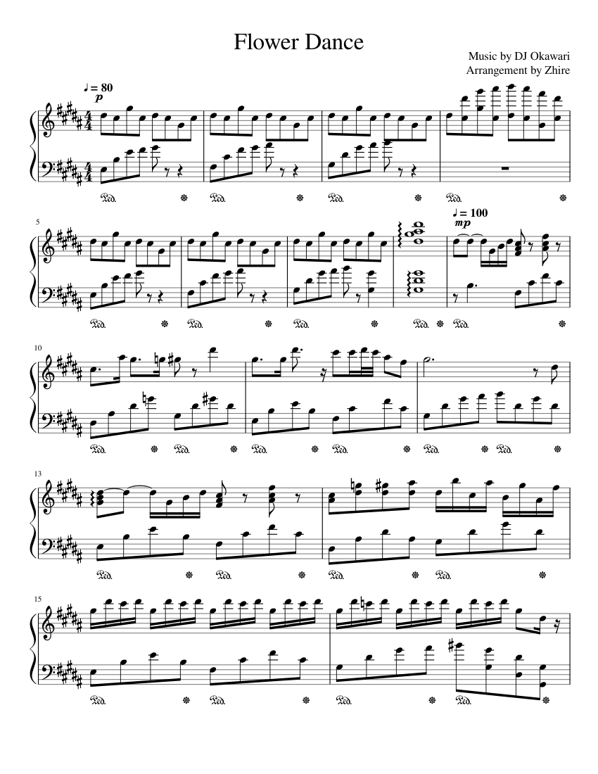 Flower Dance Sheet Music for Piano (Solo) | MuseScore.com