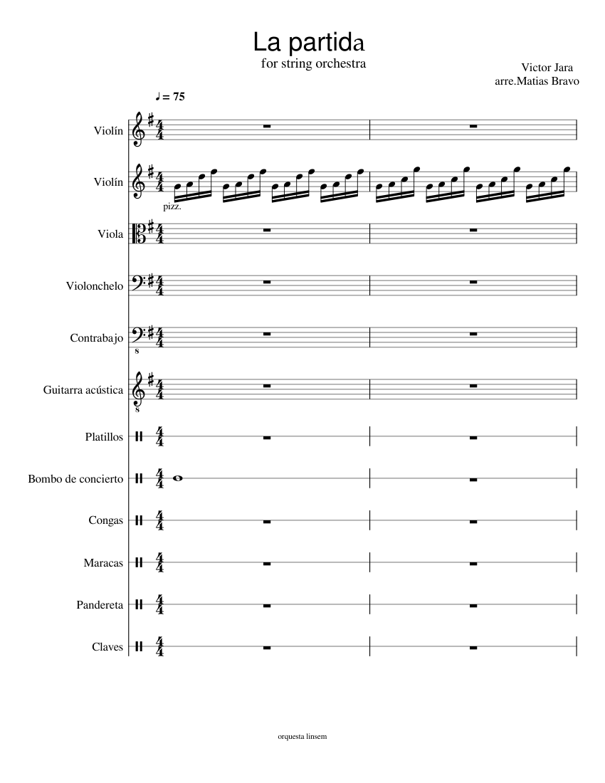 La partida / Victor Jara / For strings orchestra by Victor Jara Sheet ...