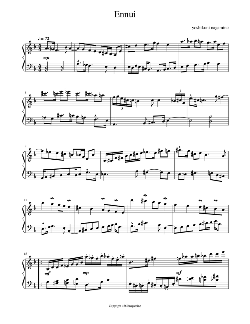 Ennui Sheet Music for Piano (Solo) | MuseScore.com