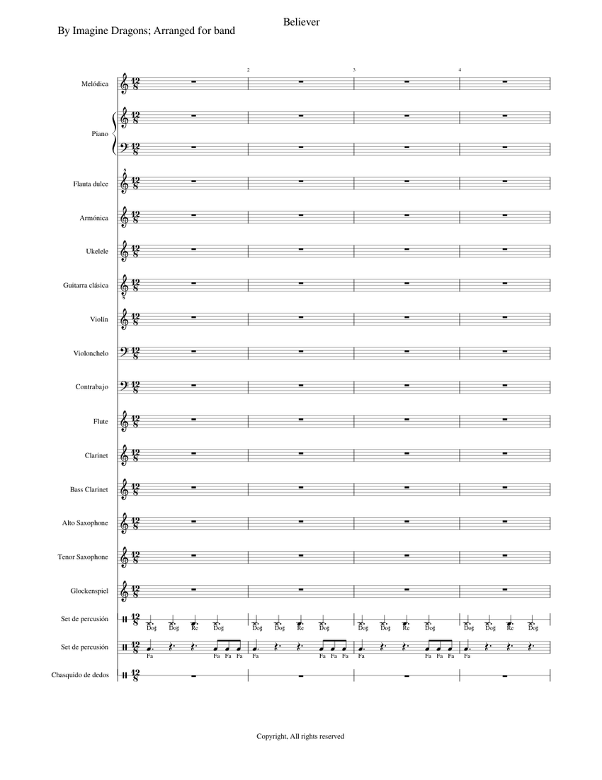 Believer – Imagine Dragons Believer para CET Sheet music for Piano ...