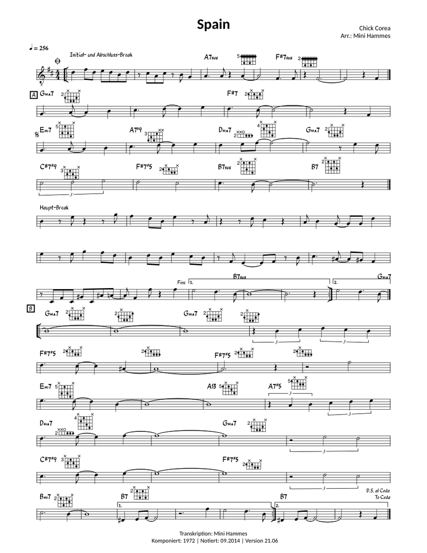 Chick Corea - Spain - Scheme Sheet music for Vibraphone (Solo ...