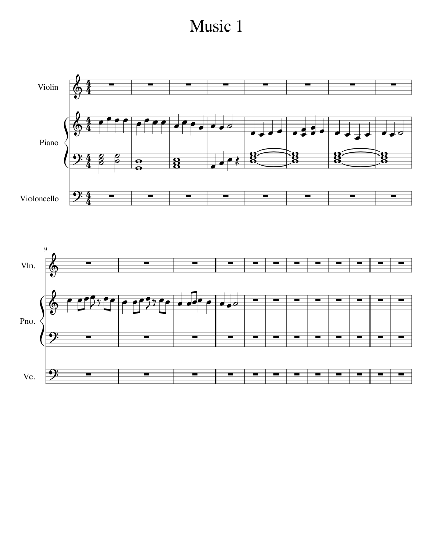 Draft 1 Sheet music for Piano, Violin, Cello (Piano Trio) | Musescore.com