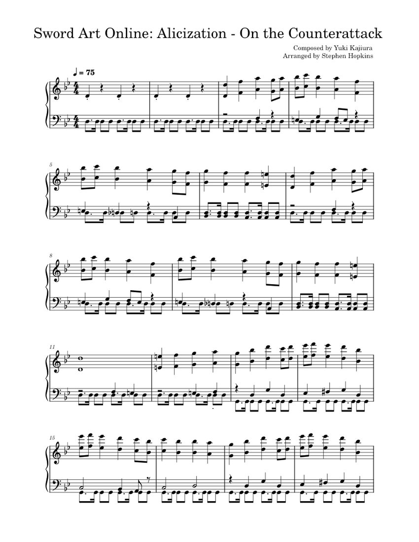 Sword Art Online: Alicization - On the Counterattack Sheet music for ...