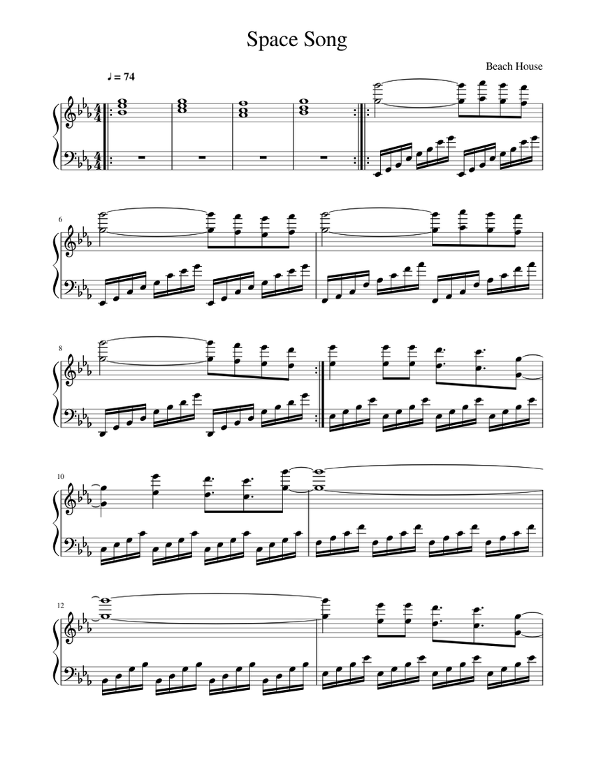 Beach House - Space Song Sheet music for Piano (Solo) | Musescore.com