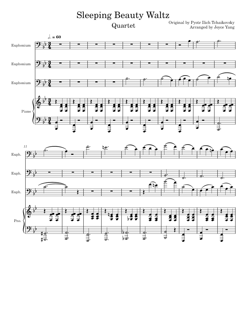 Sleeping Beauty Waltz - Tchaikovsky Sheet music for Piano, Euphonium ...