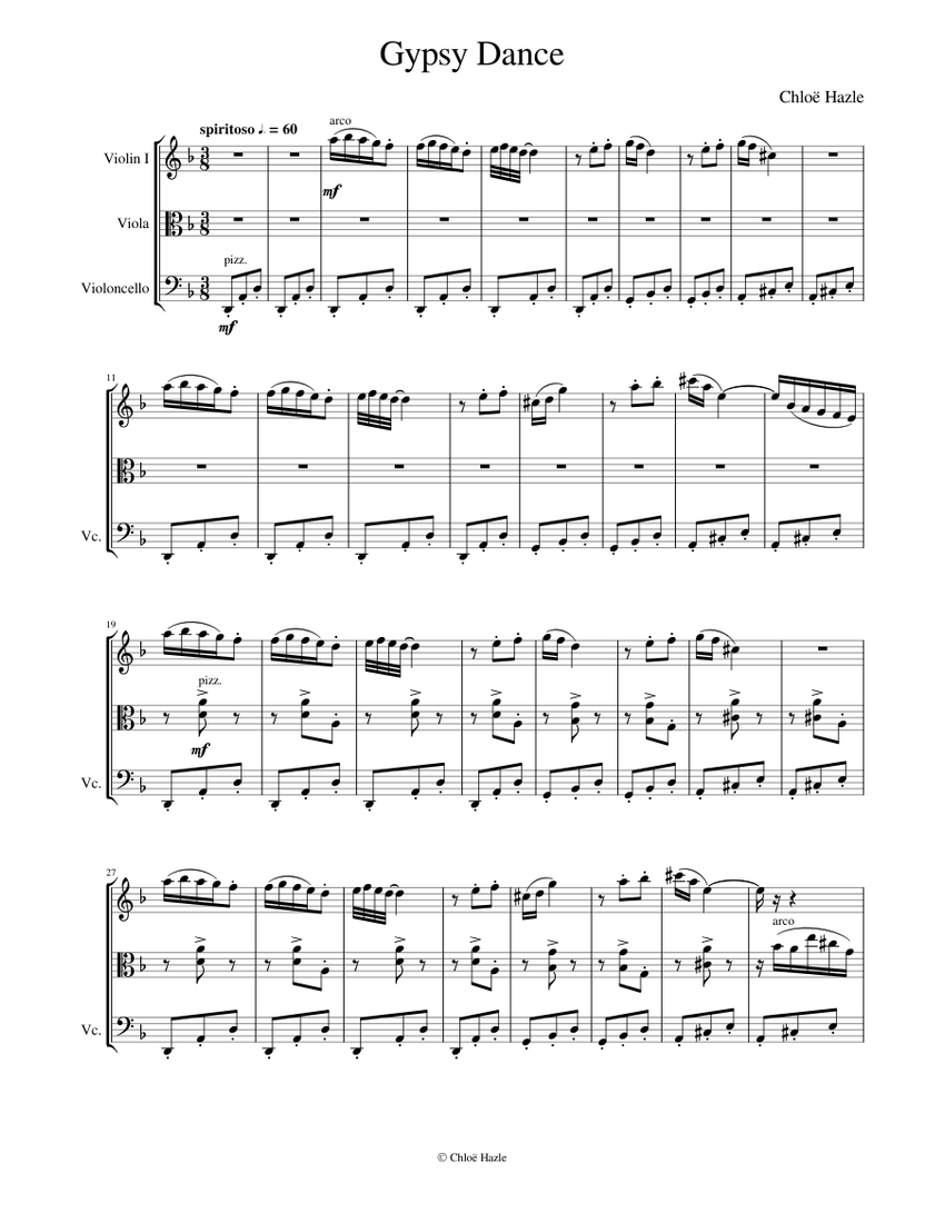 Gypsy Dance Sheet music for Violin, Viola, Cello (String Trio ...