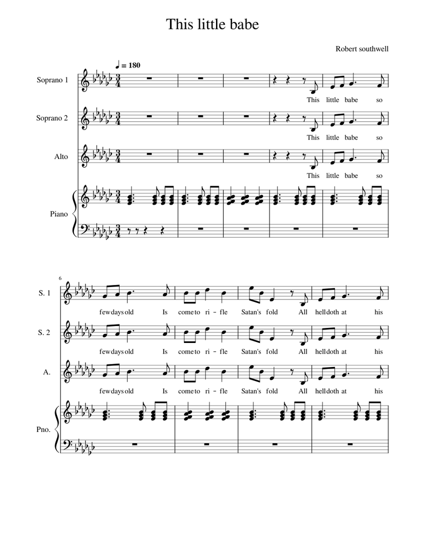 This little babe full Sheet music for Piano, Soprano, Alto (Mixed ...
