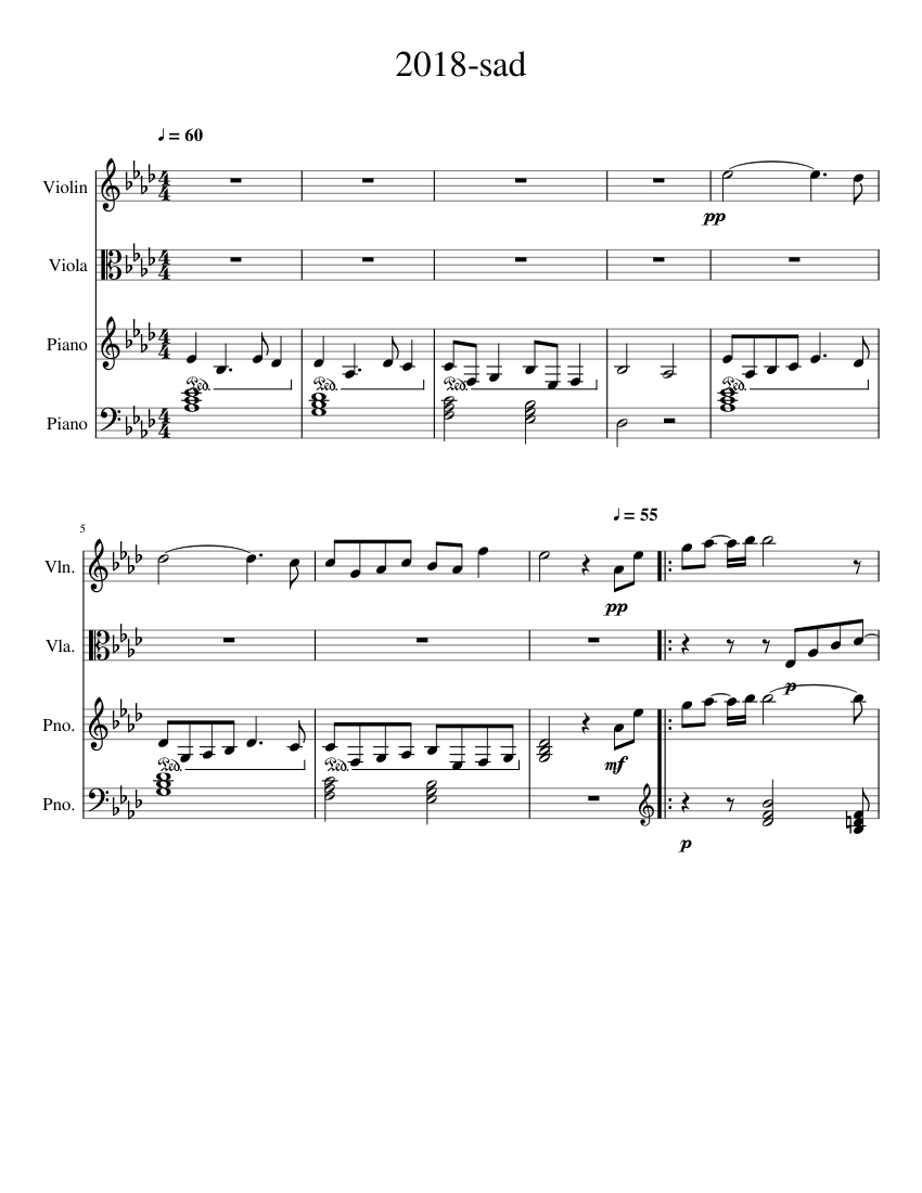2018-sad Sheet music for Piano, Violin, Viola (Mixed Quartet ...