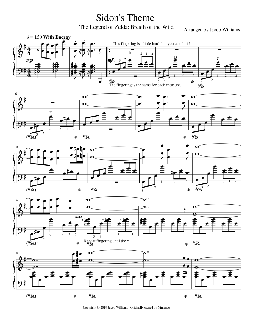 Sidon's Theme |200 Follower Special! Sheet music for Piano (Solo ...