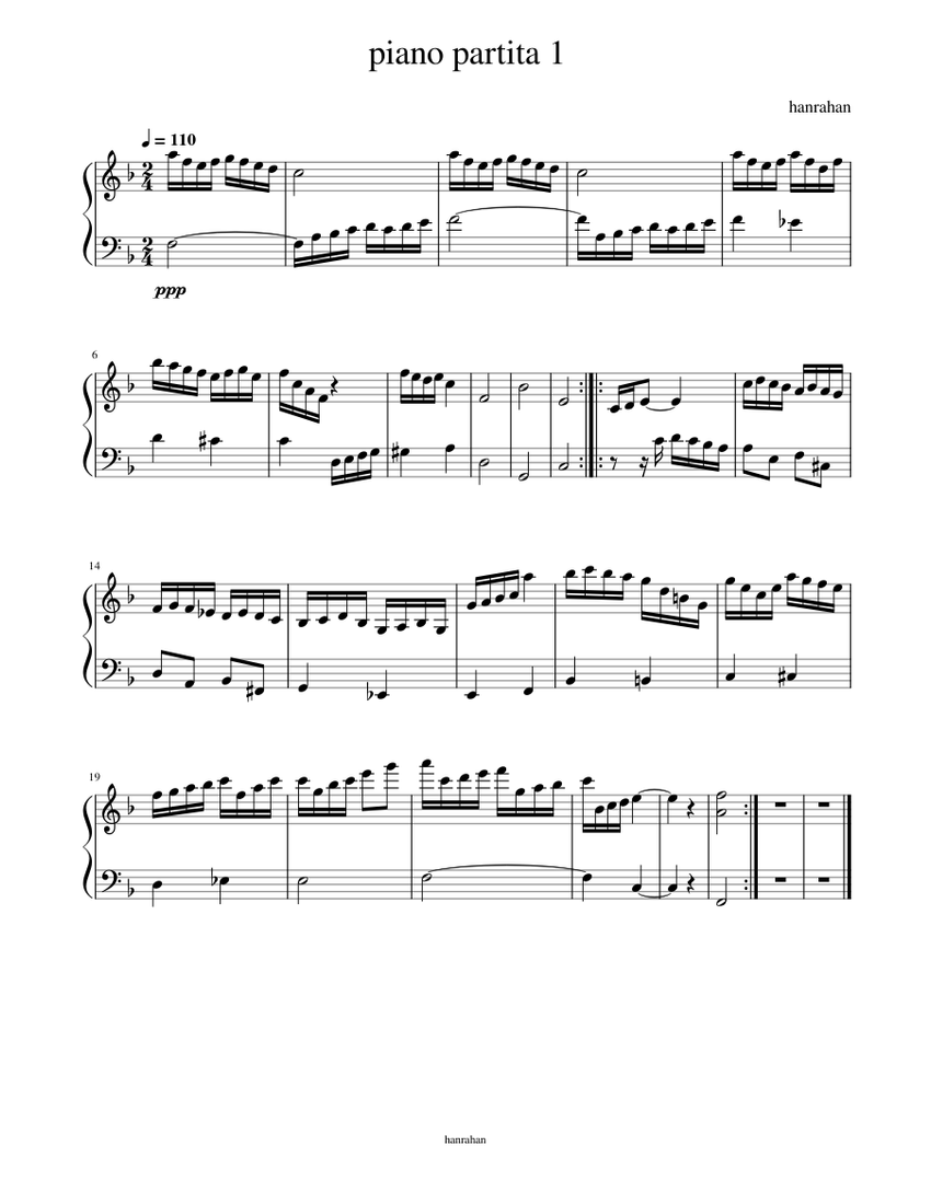 piano_partita_1 Sheet music for Piano (Solo) | Musescore.com