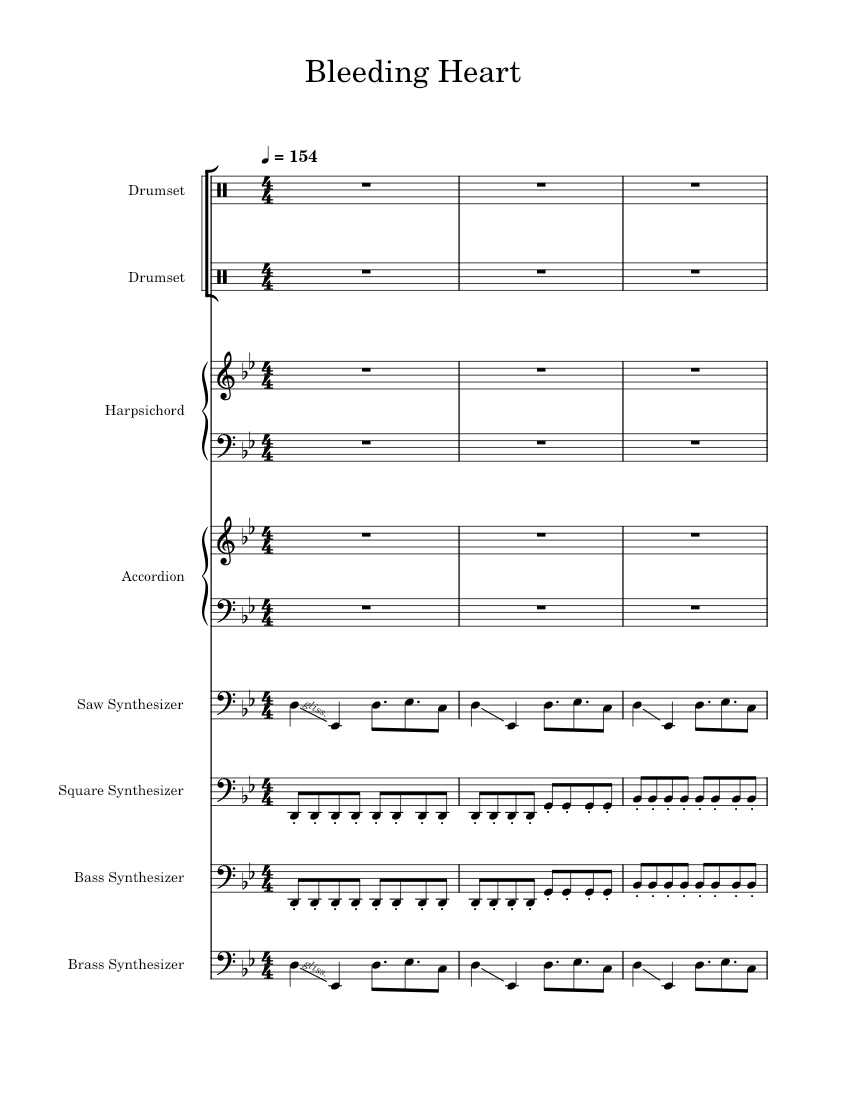 Bleeding Heart Sheet music for Accordion, Harpsichord, Bass guitar ...