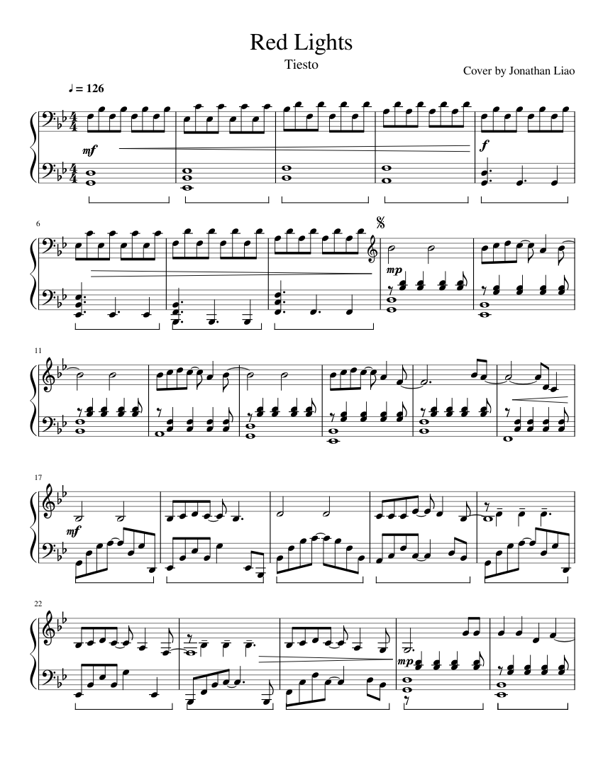 Red Lights - Piano Cover Sheet Music for Piano (Solo) | MuseScore.com