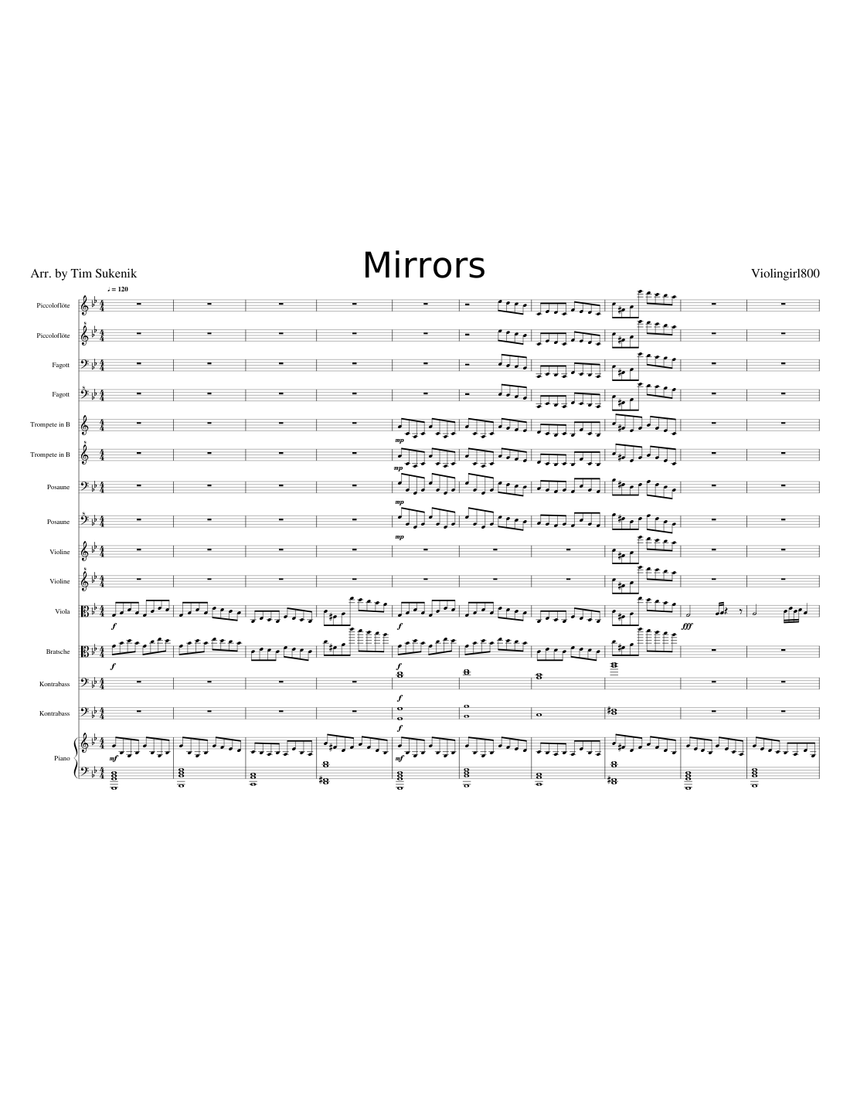 Mirrors - ThatViolingirl80 Sheet music for Piano, Trombone, Flute ...