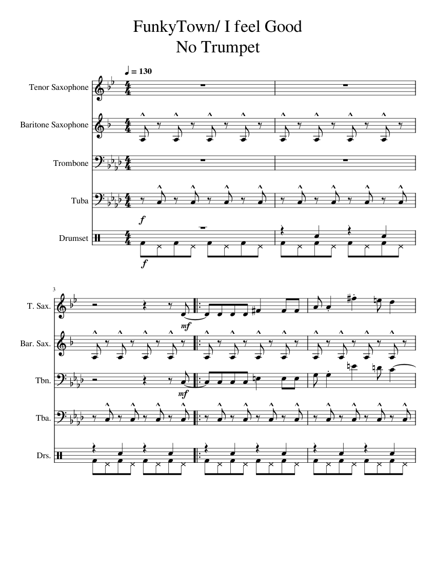 Funkytown / I Feel Good – Lucky Chops FunkyTown Sheet music for ...