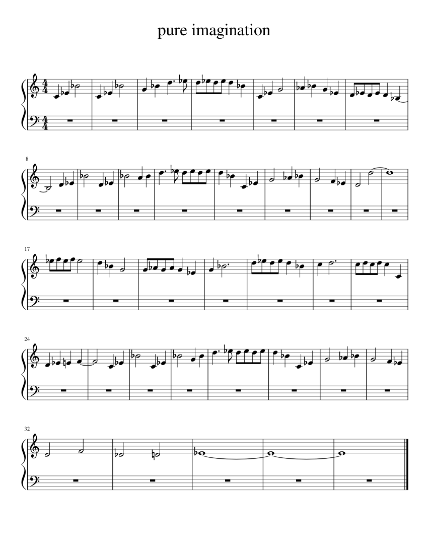 Pure imagination Sheet music for Piano (Solo) Easy | Musescore.com