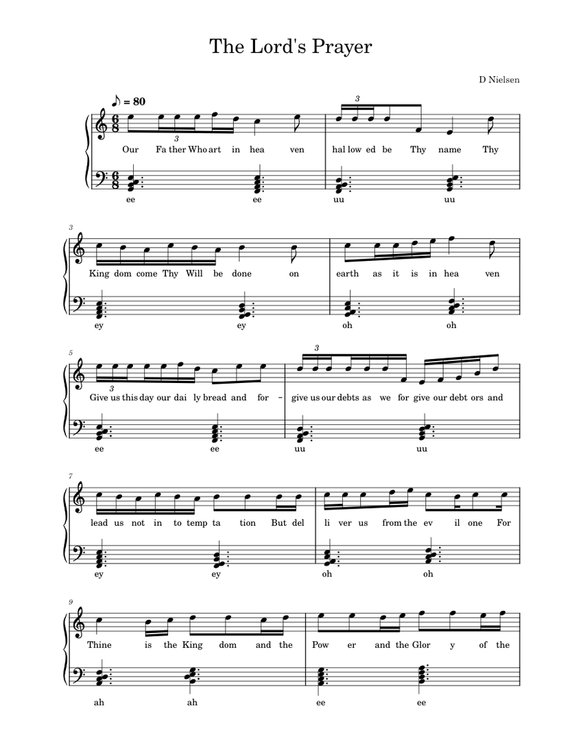 The Lord's Prayer Sheet Music for Piano (Piano-Voice) Easy | MuseScore.com
