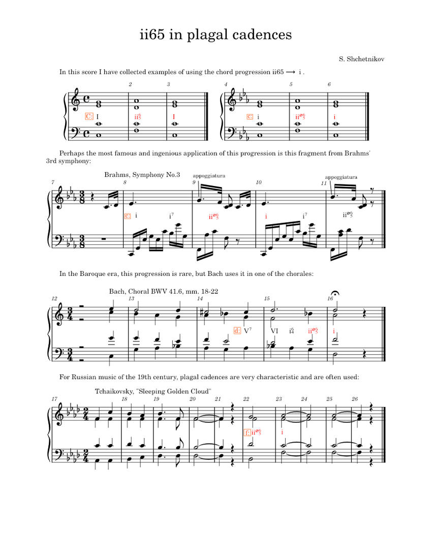 ii65 in plagal cadences Sheet Music with Chords for Piano (Solo) Easy ...