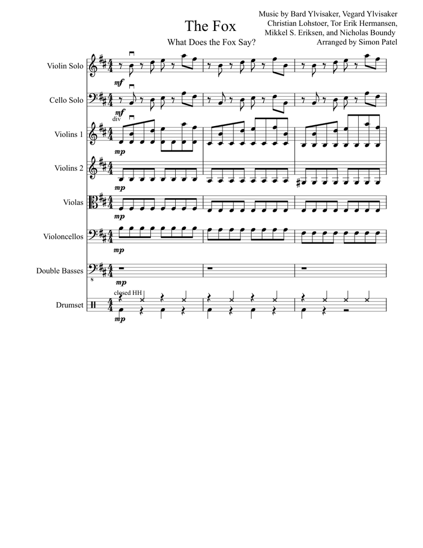 What Does the Fox Say Sheet music for Violin, Cello, Drum group ...